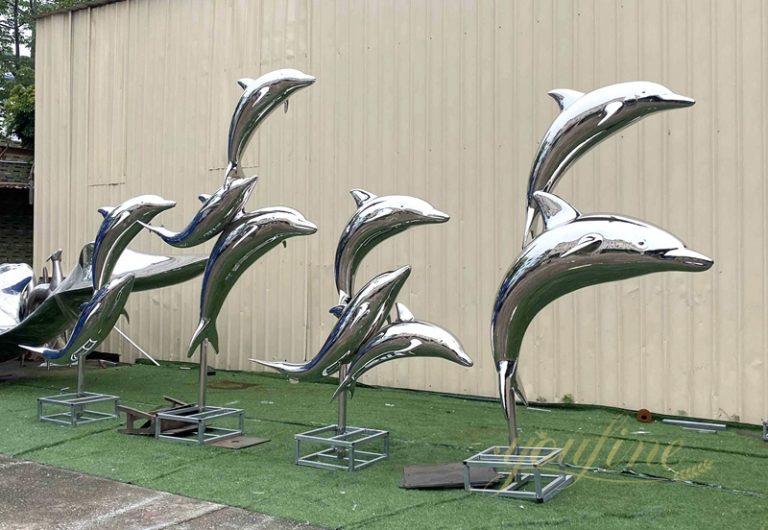 Mirror Polished Stainless Steel Dolphin Sculpture - Stainless Steel ...