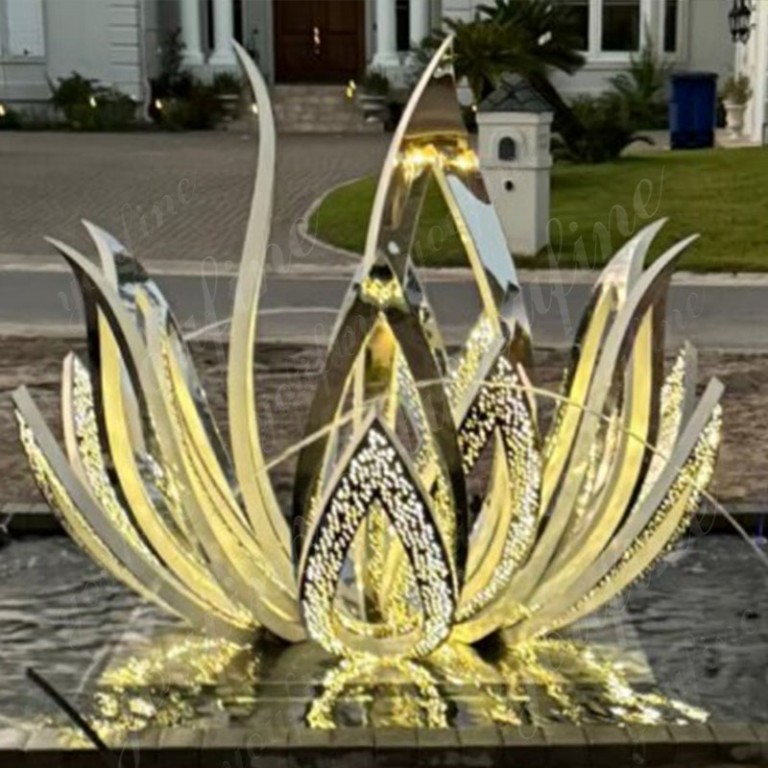 Stainless Steel Lotus Flower Sculpture Fountain