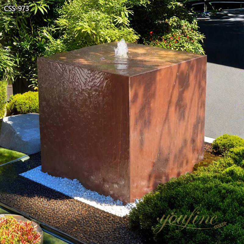 Custom Corten Steel Cube Fountain for Sale CSS-973