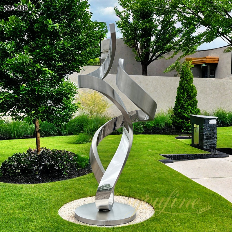 Modern Outdoor Metal Ribbon Sculpture