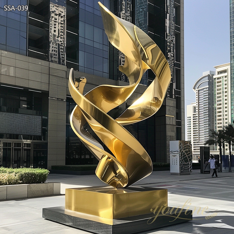Golden Metal Art Abstract Flame Sculpture