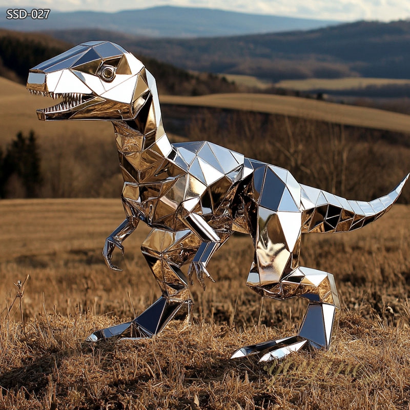 Modern Stainless Steel Velociraptor Sculpture SSD-027