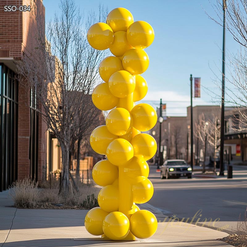 Eye-Catching Yellow Stainless Steel Ball Column Sculpture SSO-034