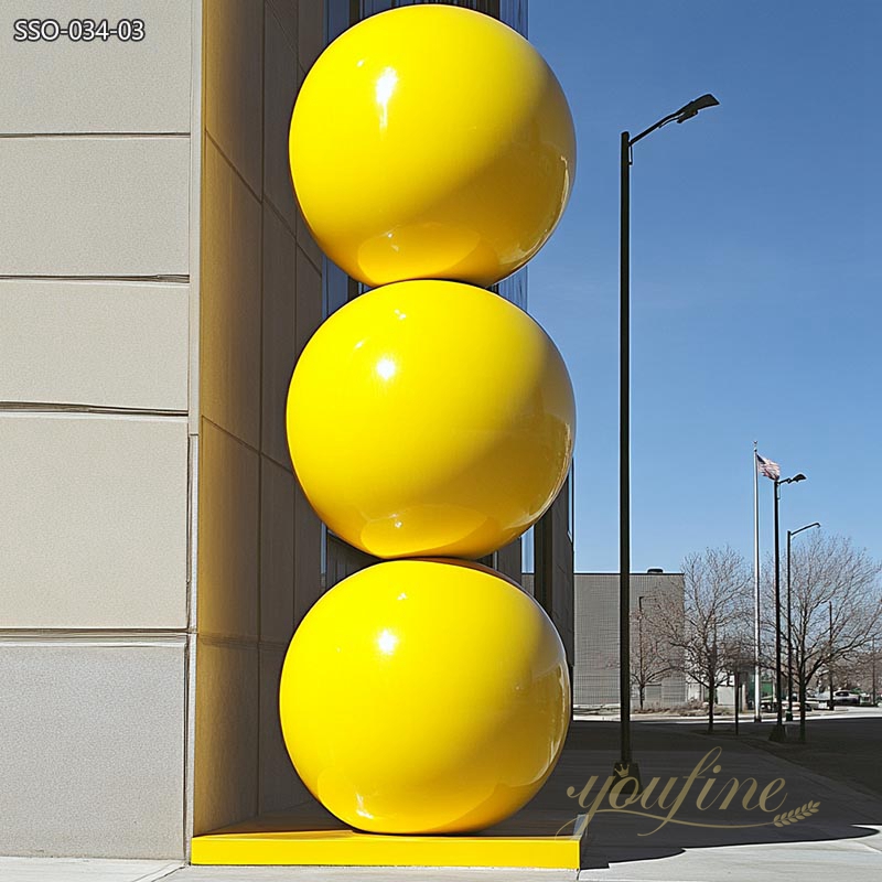 Eye-Catching Yellow Stainless Steel Ball Column Sculpture SSO-034