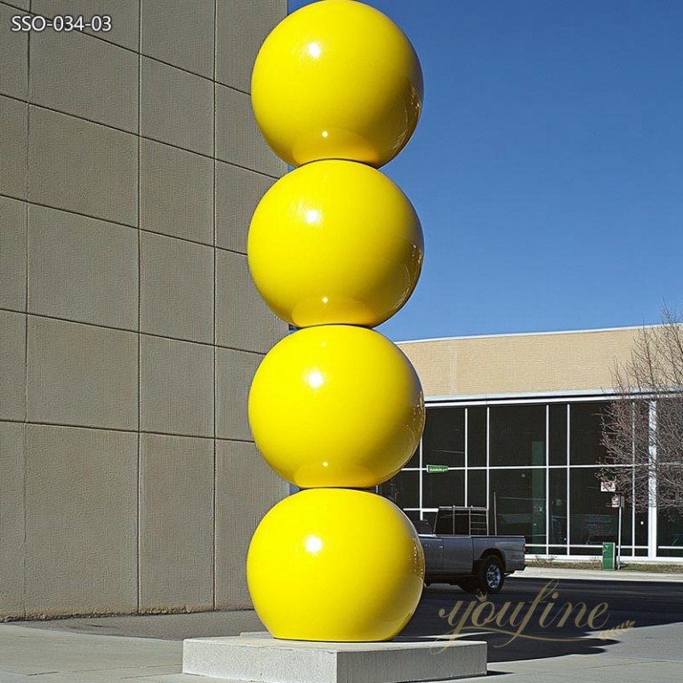 Eye-Catching Yellow Stainless Steel Ball Column Sculpture SSO-034