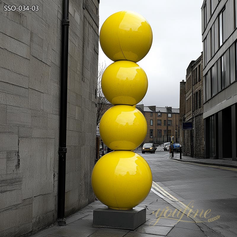 Eye-Catching Yellow Stainless Steel Ball Column Sculpture SSO-034
