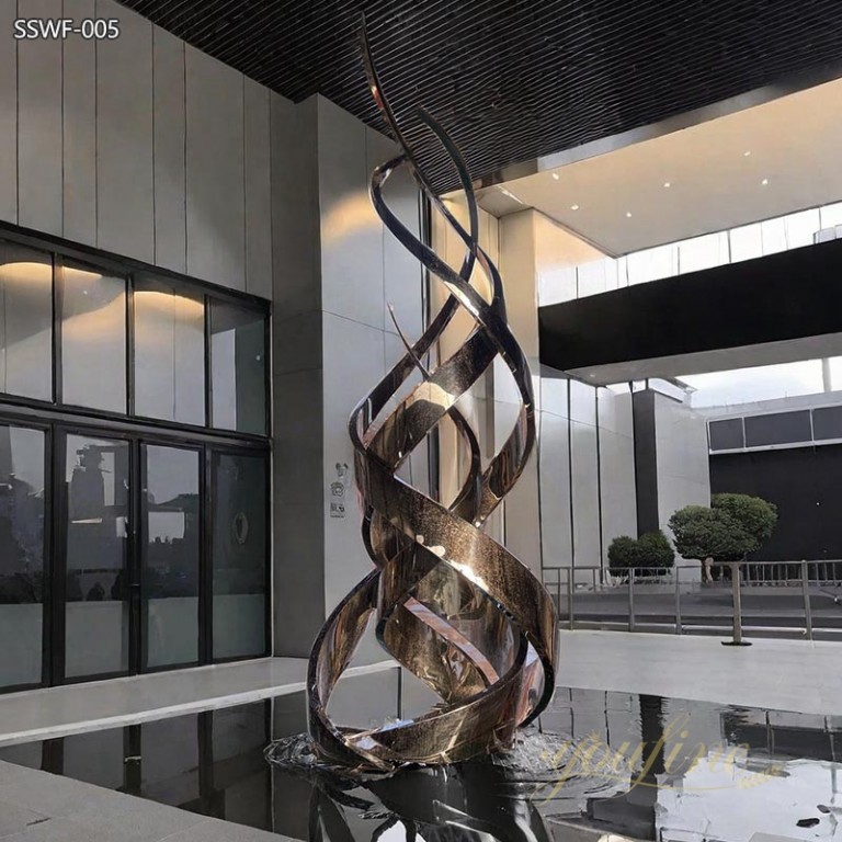 Large Stainless Steel Abstract Line Fountain Sculpture SSWF-005