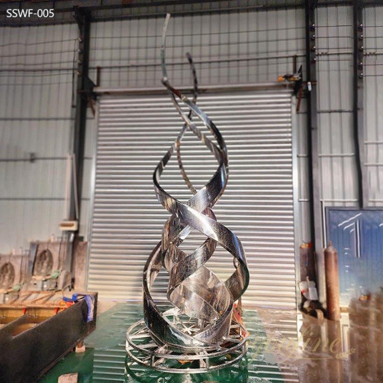 Large Stainless Steel Abstract Line Fountain Sculpture SSWF-005