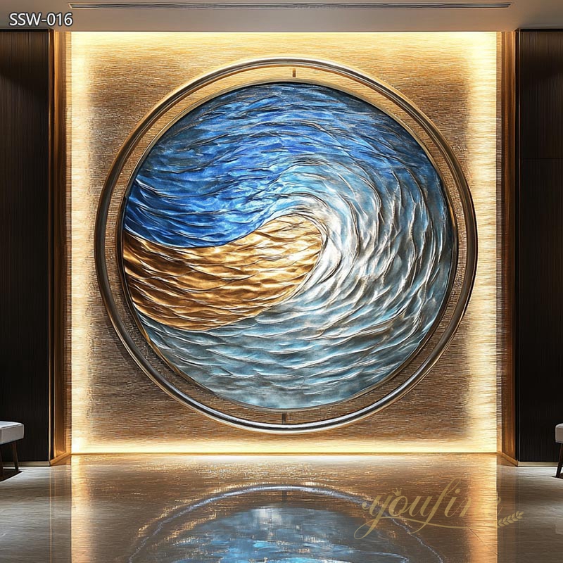 Oil Painting Design Stainless Steel Water Ripple Sculpture for Wall