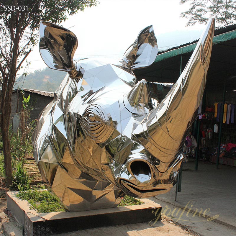 Stainless Steel Rhino Low Poly Metal Sculpture SSD-031