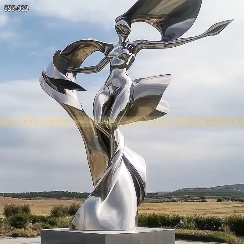 Creative Mirror Polished Figure Sculpture for Urban Landmark