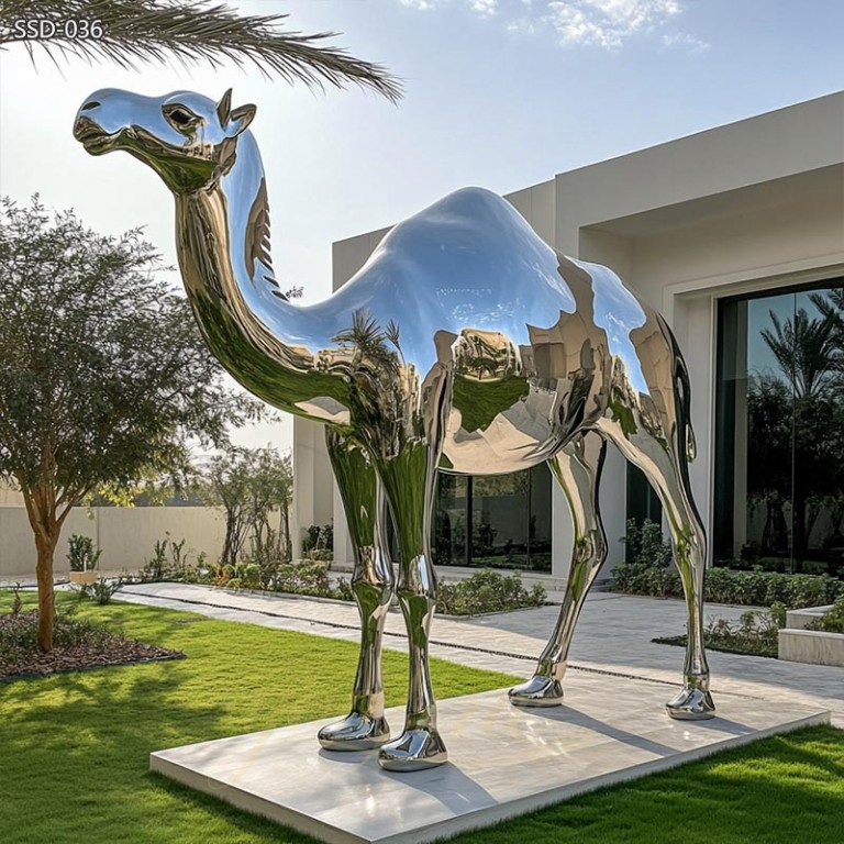 Mirror Polished Stainless Steel Camel Sculpture SSD-036