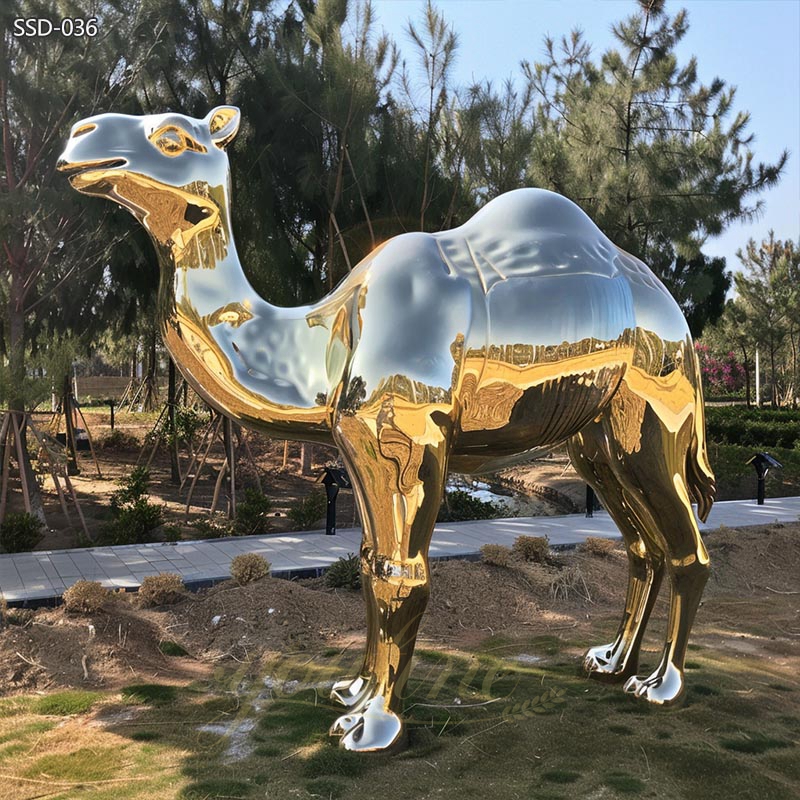Mirror Polished Stainless Steel Camel Sculpture SSD-036
