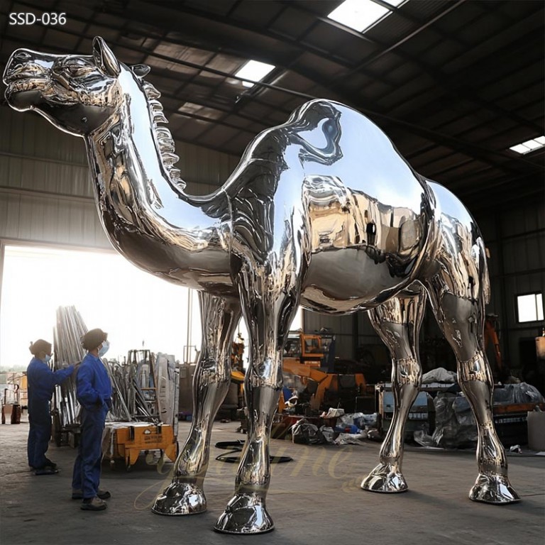 Mirror Polished Stainless Steel Camel Sculpture SSD-036