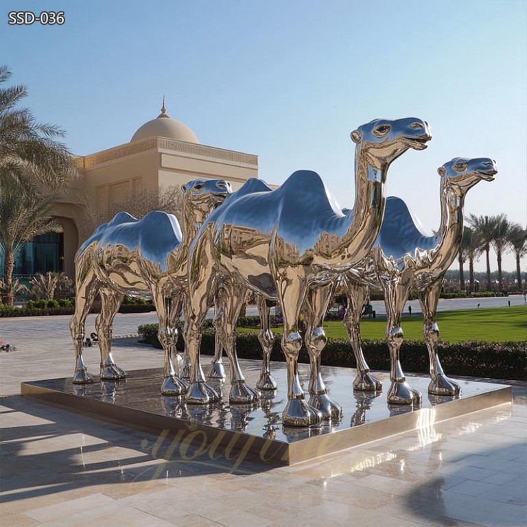 Mirror Polished Stainless Steel Camel Sculpture SSD-036