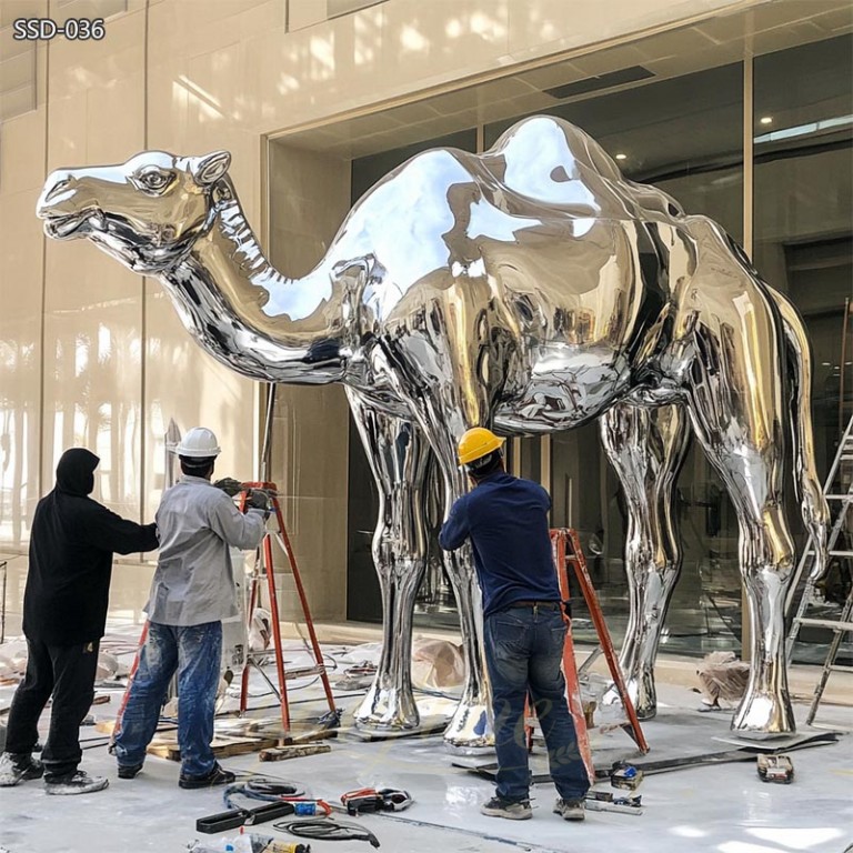 Mirror Polished Stainless Steel Camel Sculpture SSD-036