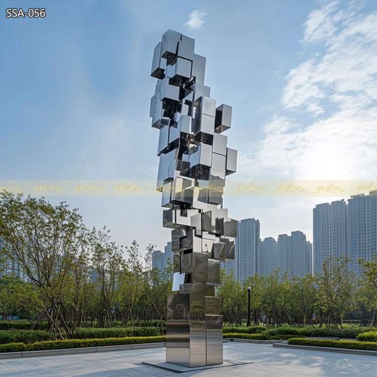 Stainless Steel Cube Blocks Sculpture SSA-056