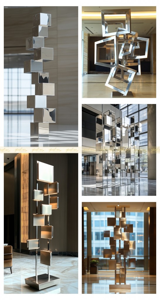 Stainless Steel Cube Blocks Sculpture SSA-056