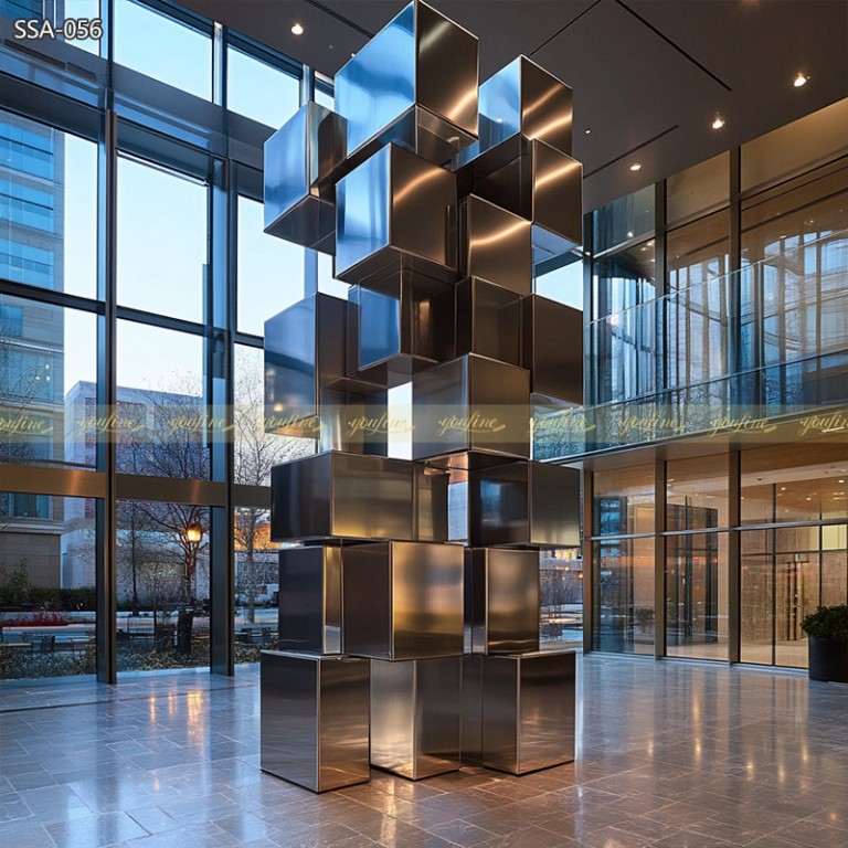 Stainless Steel Cube Blocks Sculpture SSA-056