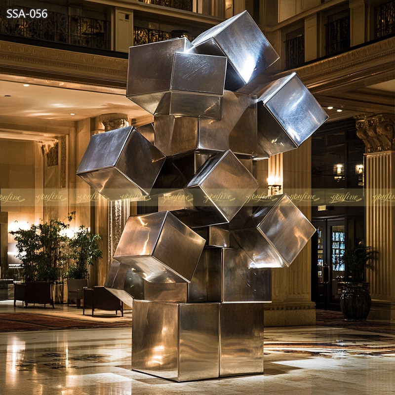 Stainless Steel Cube Blocks Sculpture SSA-056