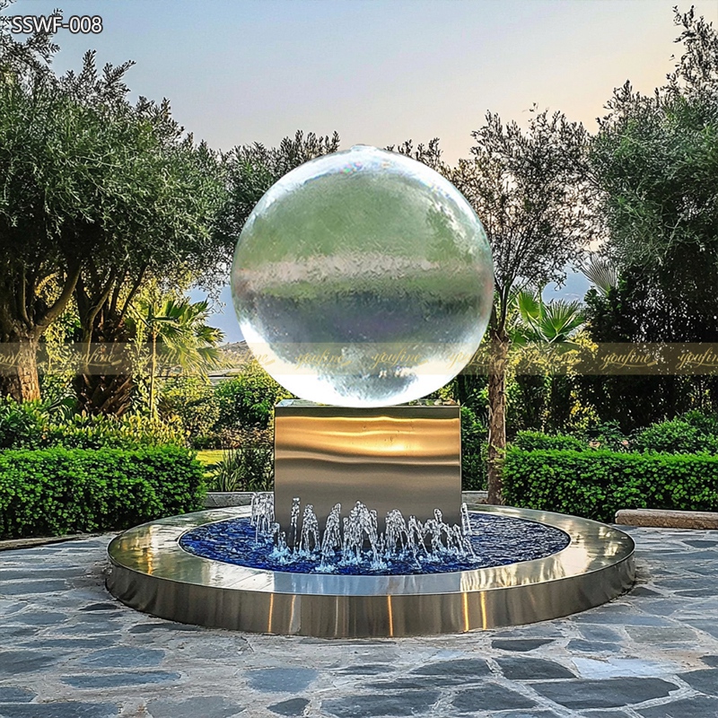 Acrylic Sphere Fountain with Stainless Steel Base SSWF-008