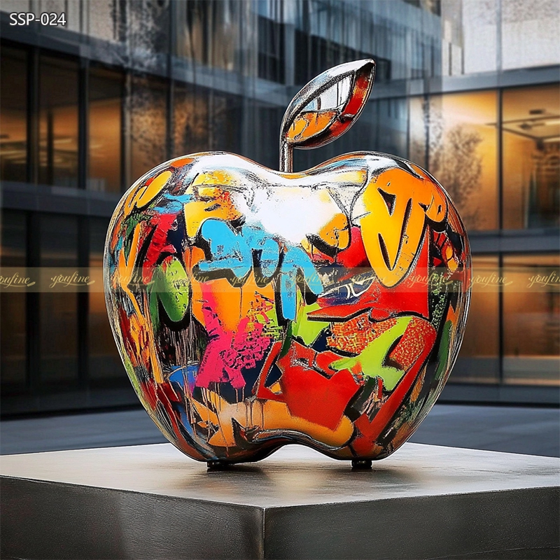 Stainless Steel Apple Graffiti Sculpture SSP-024
