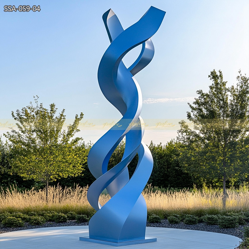 Modern Abstract Blue Metal Sculpture