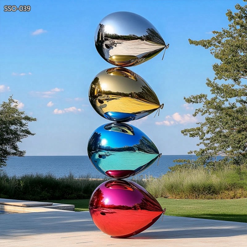 Modern Stacked Metal Balloon Sculpture