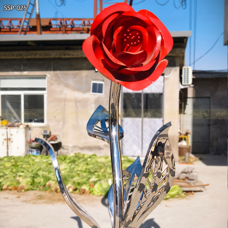 Outdoor Stainless Steel Rose Sculpture SSP-025