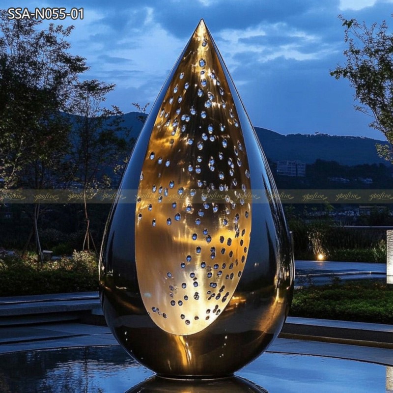 Stainless Steel Large Water Drop Sculpture SSA-N055