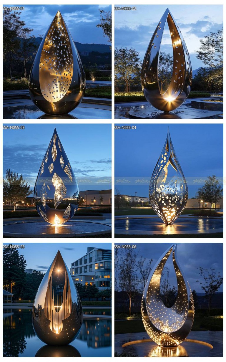 Stainless Steel Large Water Drop Sculpture SSA-N055
