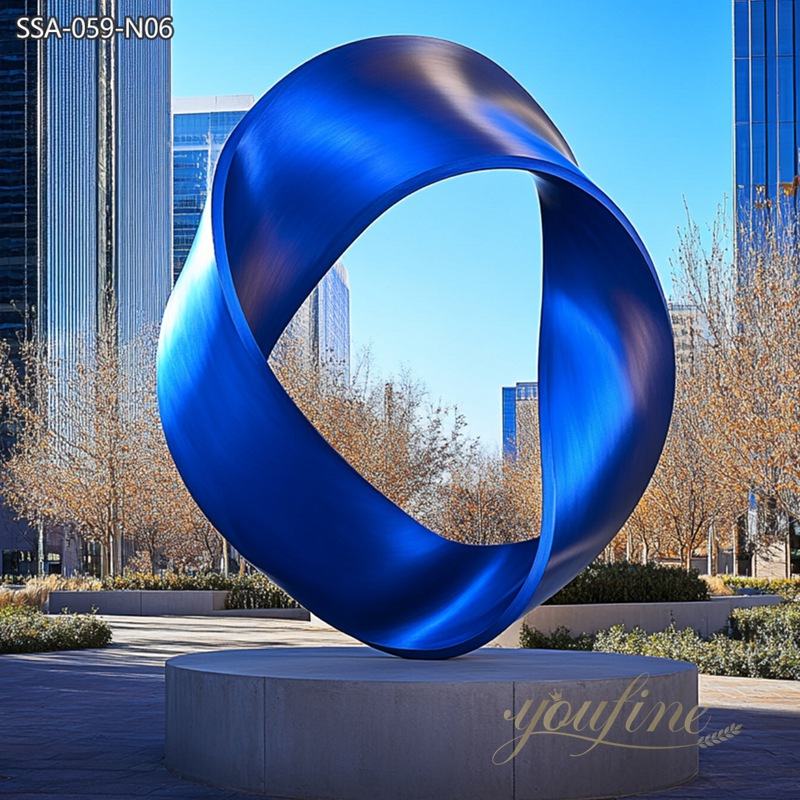 Modern Steel Abstract Blue Metal Sculpture SSA-059