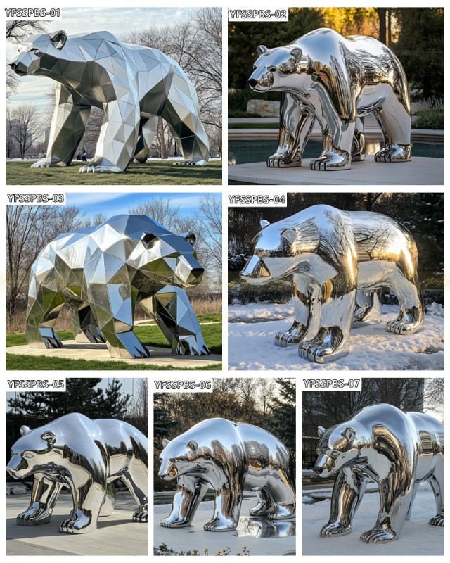 Stainless Steel Large Polar Bear Statue