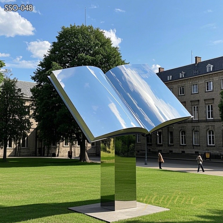 Large Mirror Polished Metal Book Sculpture SSO-048