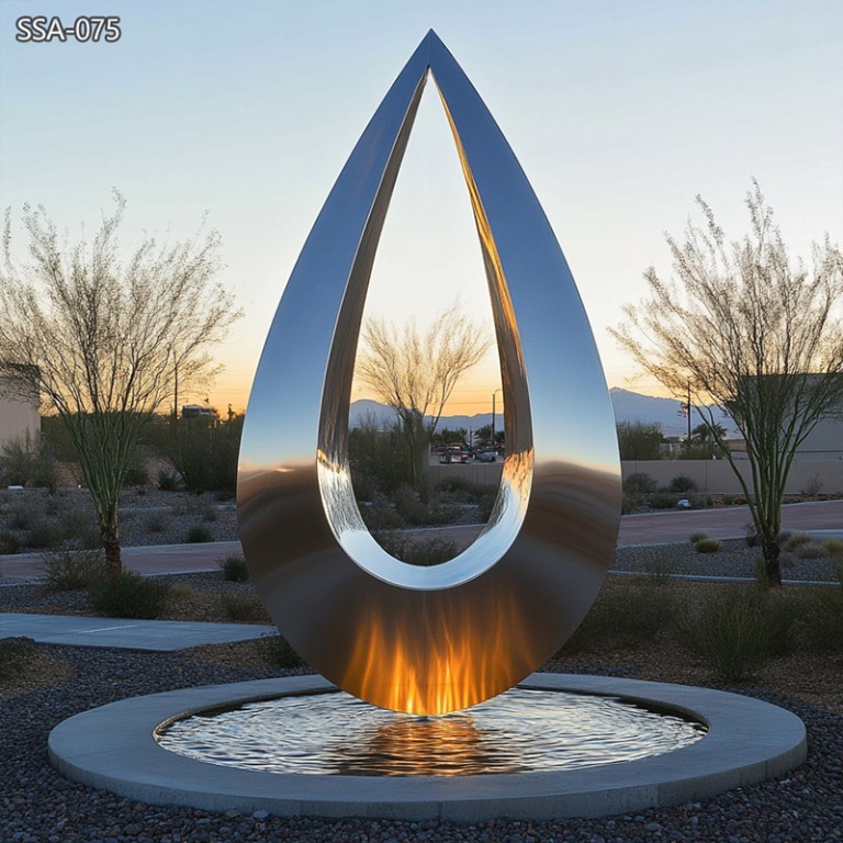 Outdoor Garden Mirror Water Feature - Stainless Steel Sculpture