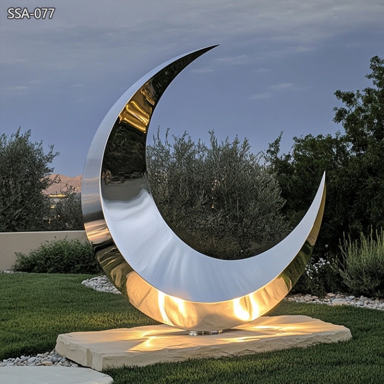 Modern Metal Crescent Moon Sculpture SSA-077