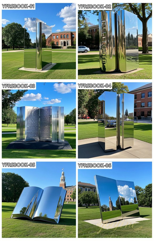 Large Mirror Polished Metal Book Sculpture SSO-048