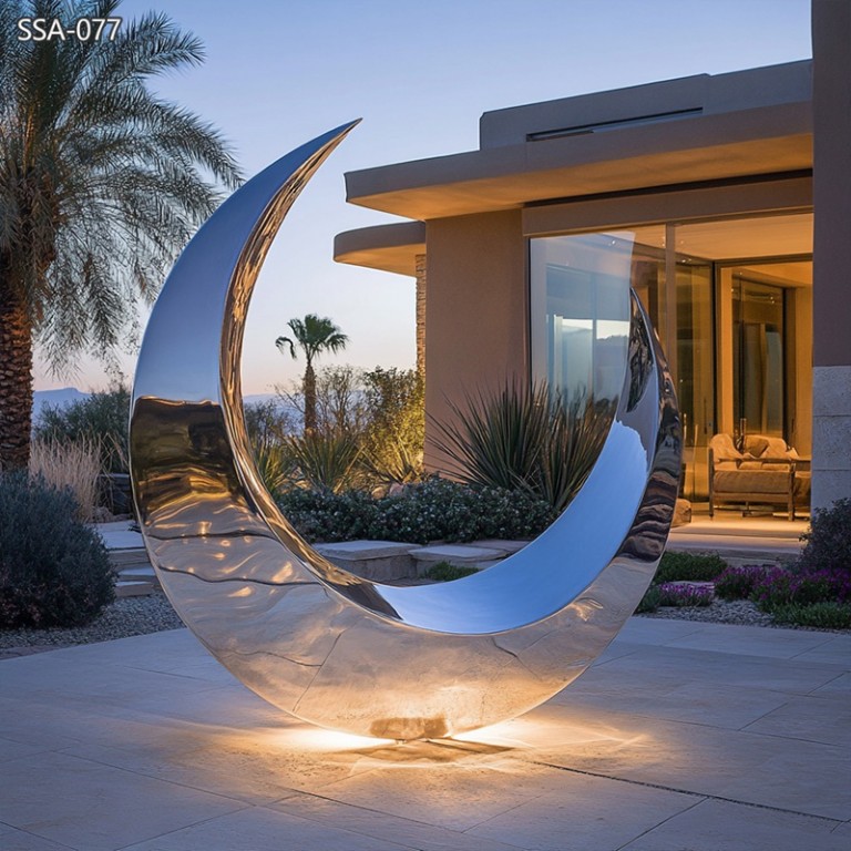 Modern Metal Crescent Moon Sculpture SSA-077