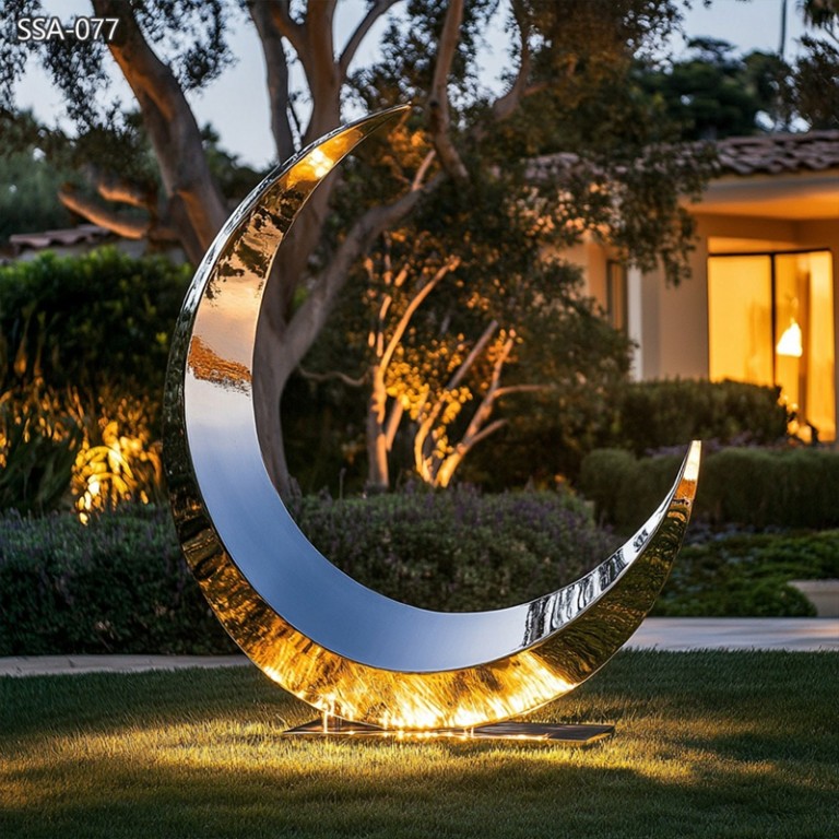 Modern Metal Crescent Moon Sculpture SSA-077