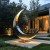 Modern Metal Crescent Moon Sculpture SSA-077