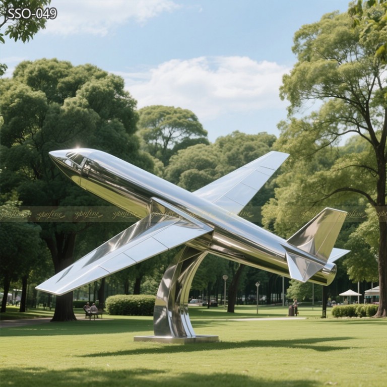 Modern Stainless Steel Aircraft Sculptures for Public Spaces SSO-049