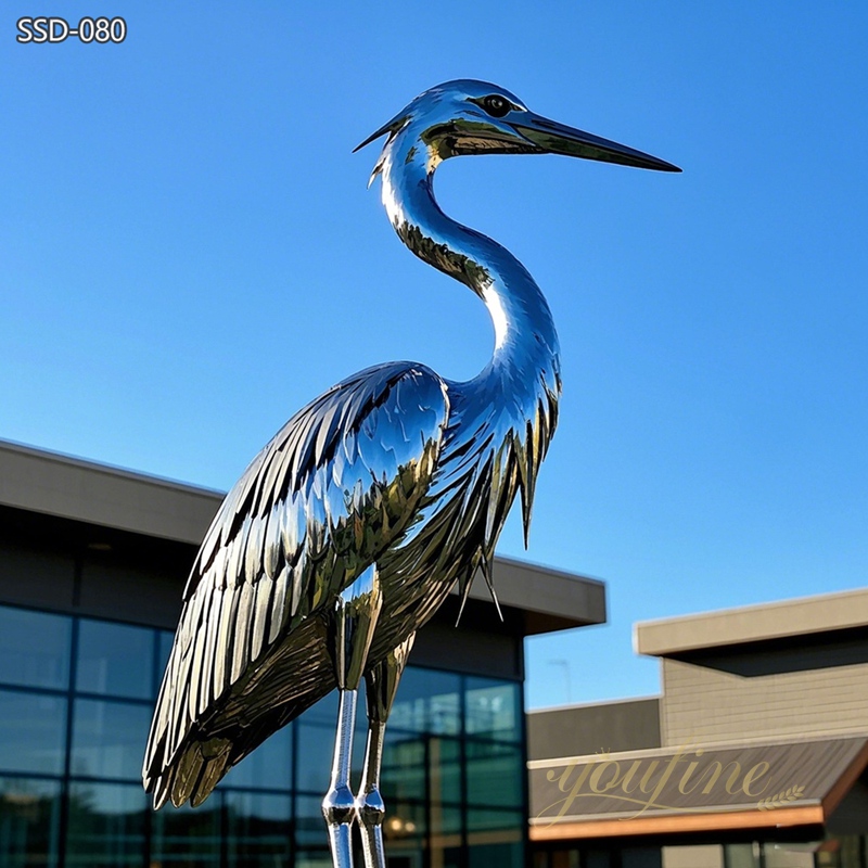 Stainless Steel Blue Heron Metal Yard Art Sculpture SSD-080