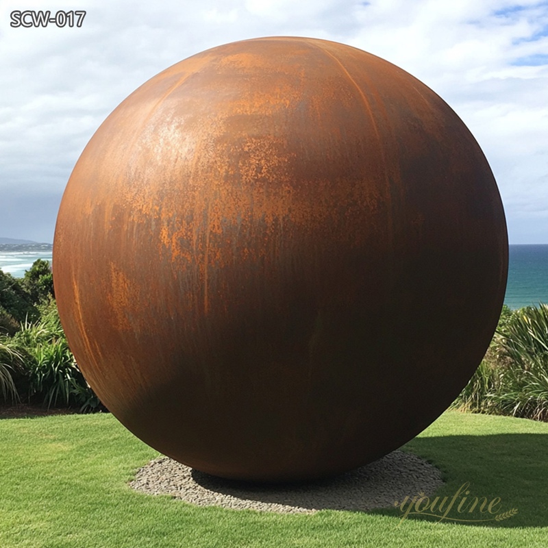Corten Steel Sphere for Outdoor Landscapes SCW-017