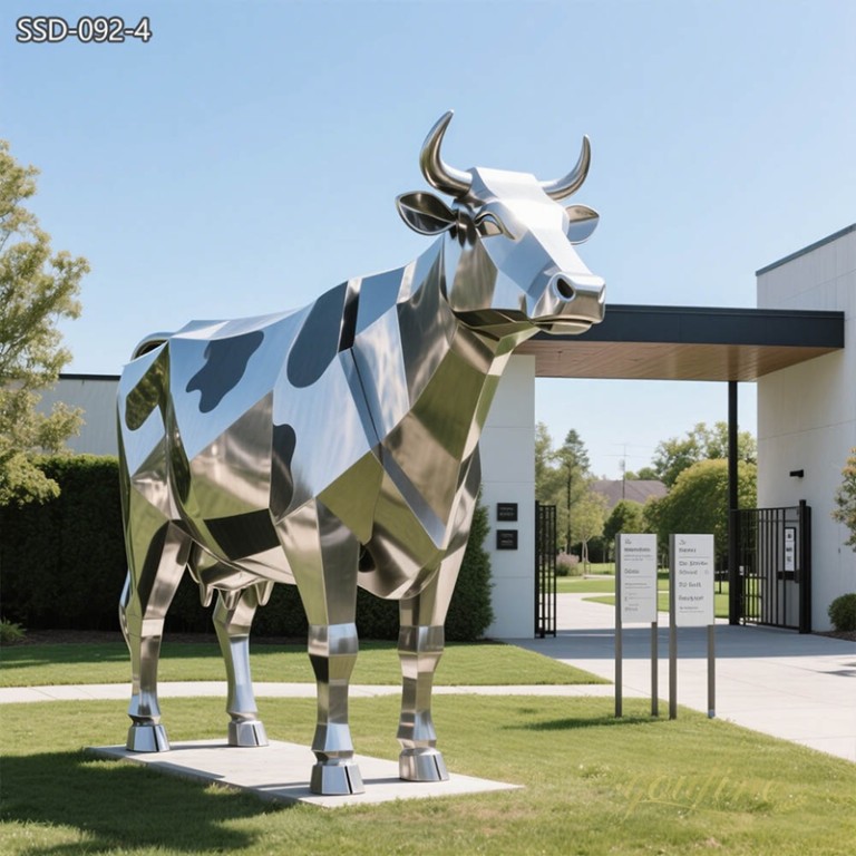 Modern Metal Cow Sculpture for Farms SSD-092