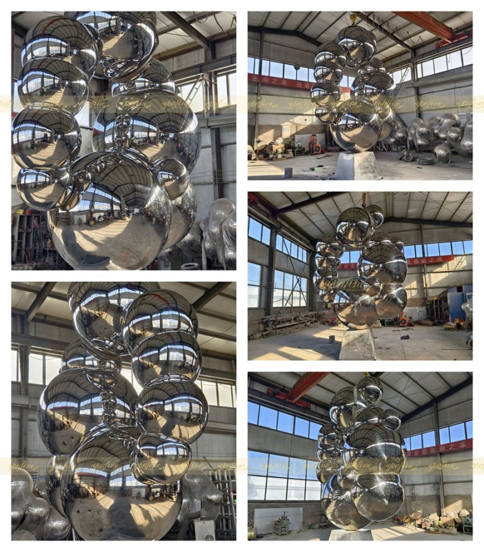 Mirror Polished Stainless Steel Bubble Ball Large Scale Sculpture