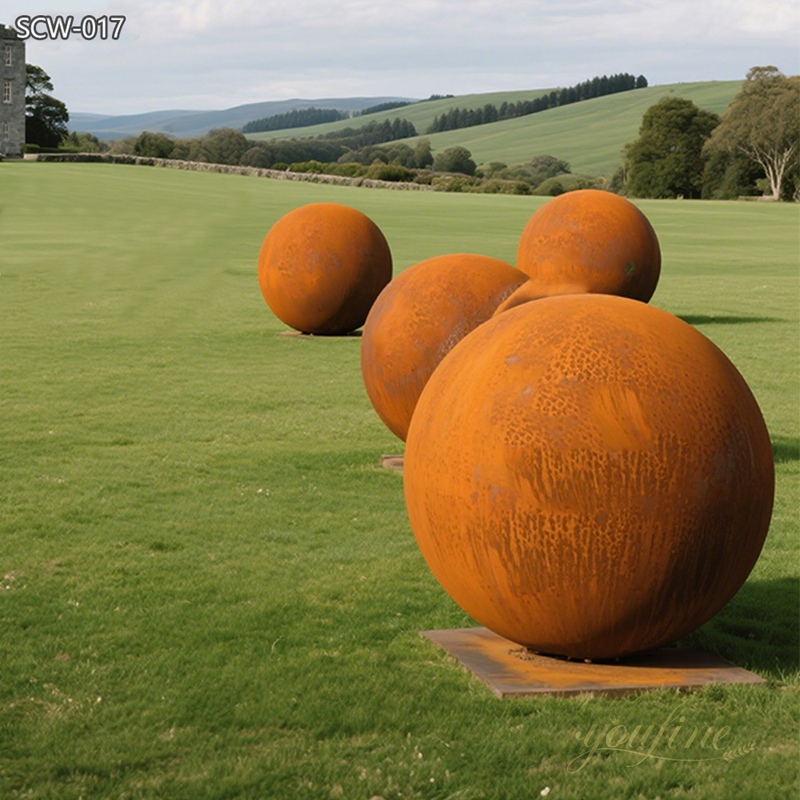 Corten Steel Sphere for Outdoor Landscapes SCW-017
