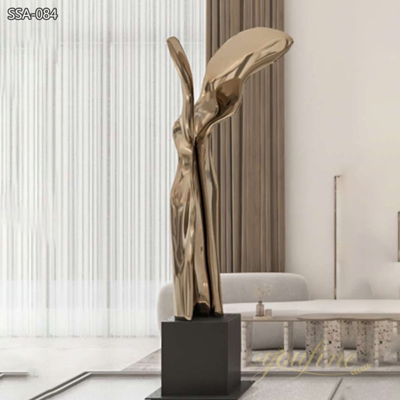 Custom Rose Gold Abstract Stainless Steel Sculpture SSA-084
