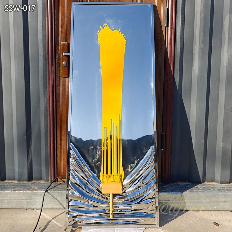 Shiny Yellow Splash Polished Stainless Steel Sculpture SSW-017