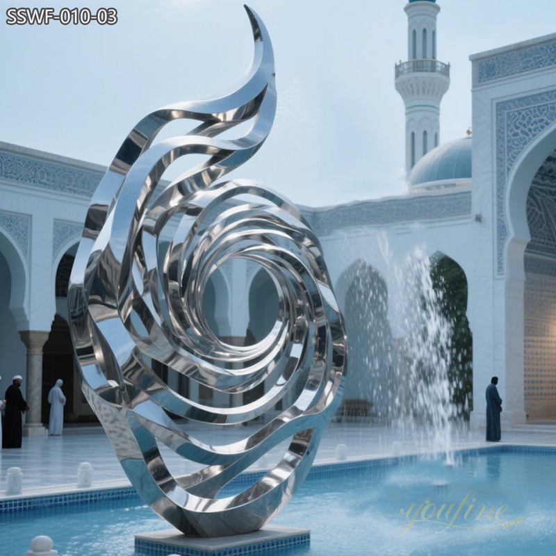 Stunning Abstract Ribbon Stainless Steel Sculpture Fountain SSWF-010