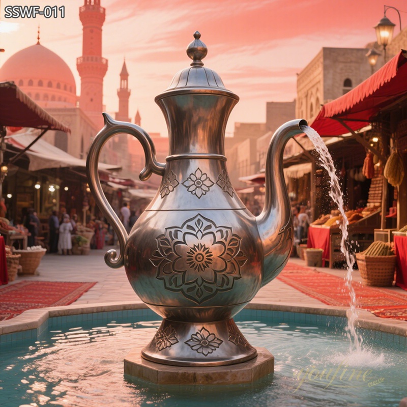 Stainless Steel Arabic Teapot Sculpture Fountain SSWF-011